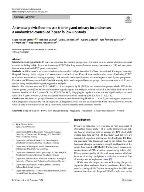 Pdf Antenatal Pelvic Floor Muscle Training And Urinary Incontinence A Randomized Controlled 7