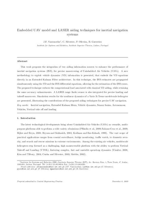 pdf embedded uav model and laser aiding techniques for inertial