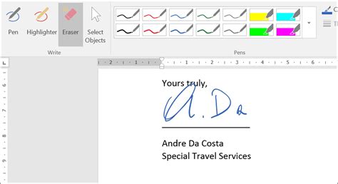 How To Activate And Use Inking In Word 2016