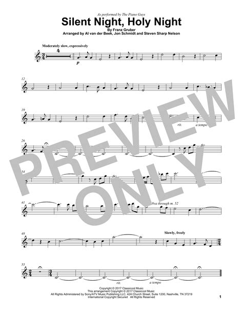 Silent Night Holy Night By The Piano Guys Sheet Music For Violin Solo