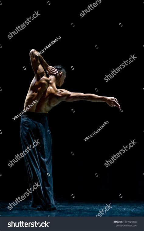 Muscular Ballroom Dancer Topless Making Pose Stock Photo 1397629040
