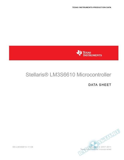 stellaris lm3s6610 microcontroller data sheet rev g