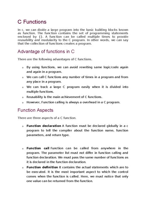 C Functions Abcd C Functions In C We Can Divide A Large Program Into The Basic Building