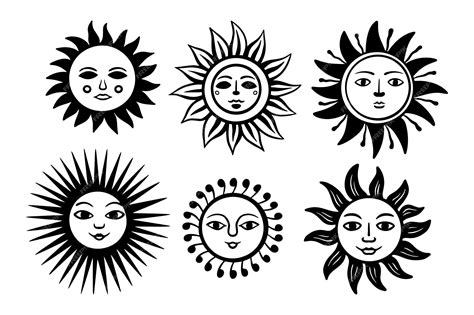 Premium Vector Collection Set Of Sun Face Doodle Sketch Illustration