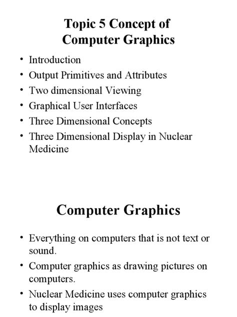 Topic 5 Concept Of Computer Graphics Pdf 3 D Computer Graphics