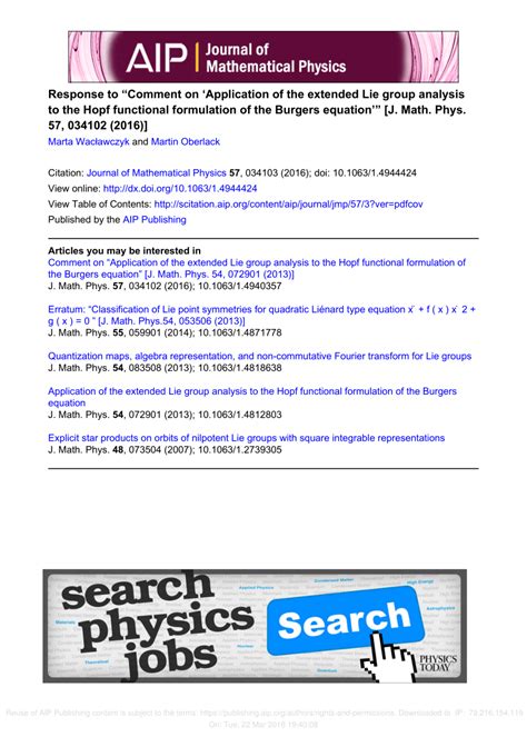 Pdf Response To Comment On ‘application Of The Extended Lie Group