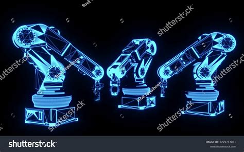 3d Rendering Illustration Robotic Arm Hologram Stock Illustration