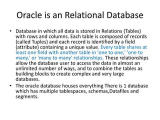 Introduction To Oracle Database Basic Concepts PPT