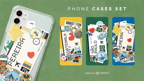Boarding Passes Traveling Phone Cases Set Vector Download