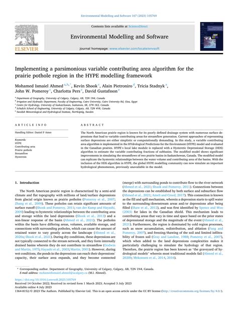 Pdf Implementing A Parsimonious Variable Contributing Area Algorithm