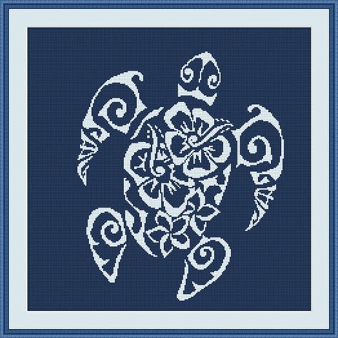 Turtle Cross Stitch Pattern Turtle Cross Stitch Beginner Sea Etsy