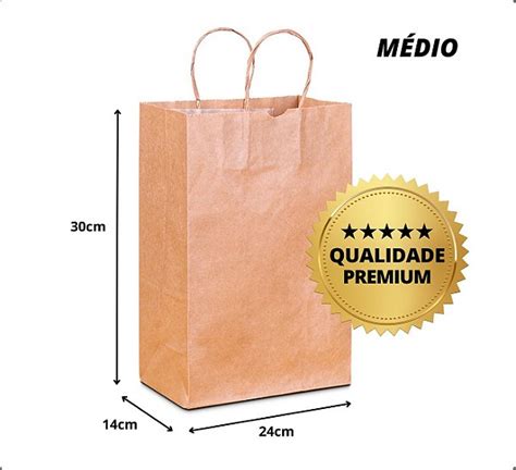 Sacola Kraft Sem Impressão MEDIO 24x14x30cm 50 Unidades IMBALLA Imballa