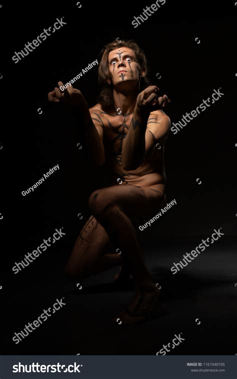 Male Nude Drawings On His Face Stock Photo Edit Now 1161040105