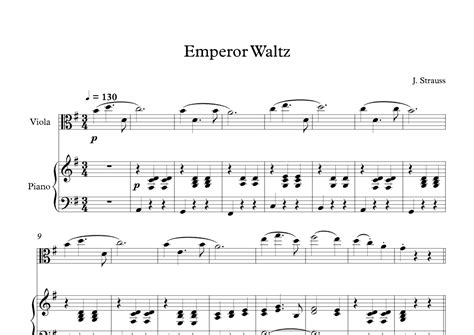 Emperor Waltz Johann Strauss Jr Viola Piano Arr Digital Book