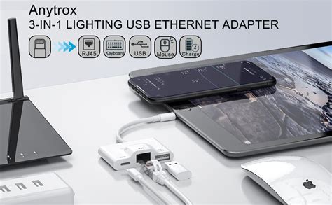 3 In1 Rj45 Iphone Ethernet Lan Wired Network Adaptor Otg Usb Camera