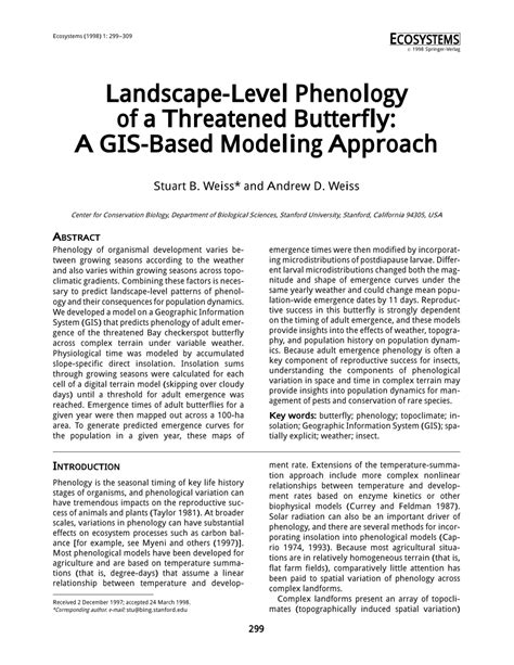 Pdf Landscape Level Phenology Of A Threatened Butterfly A Gis Based