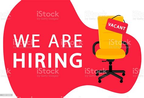 비즈니스 채용 개념 표지판이 비어 있는 사무실 의자 우리는 고용 오픈 공석입니다 배너 개념을 채용하고 모집합니다 빈 사무실 의자 벡터 그림입니다 개념에 대한 스톡 벡터 아트