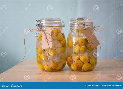 Umeshu A Japanese Liqueur Is On The Table Stock Image Image Of