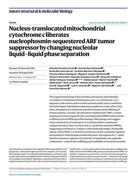 Pdf Nucleus Translocated Mitochondrial Cytochrome C Liberates