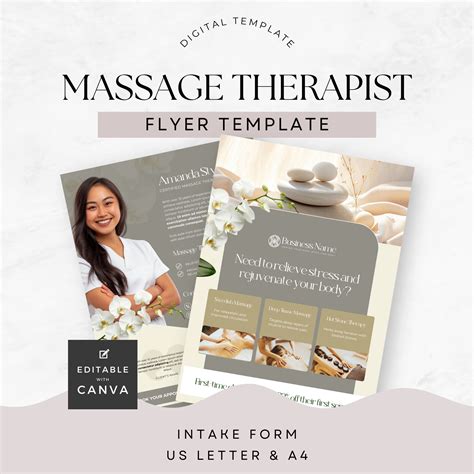 Flyer Massage Therapist Canva Template Small Business Promotion
