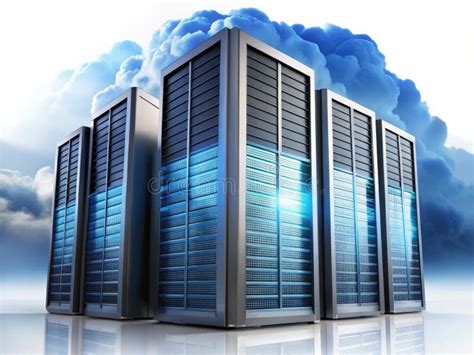 Modern Cloud Computing Servers On Isolated White Background A Powerful Technology Concept Stock