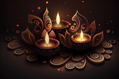 Premium Ai Image Happy Diwali Background With Candles And Diyas