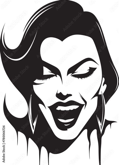 Nocturnal Nobility Woman Vampire Face Emblem Graphics Gothic Goddess Vector Logo Of Female