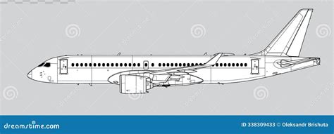 Bombardier Cs300 Airbus 220 Vector Drawing Of Short Range Passenger Jet Airliner Stock