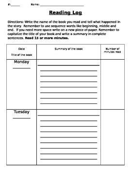 Weekly Reading Log Multiple Options By Miss R S Store TPT