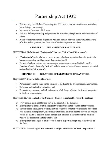 Partnership Act 1932 Pdf Partnership Law Of Agency
