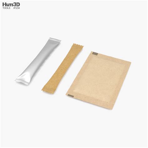 설탕 스틱과 패킷 3d 모델 다운로드 식품 포장 모형 On