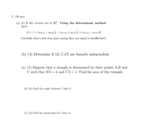 Solved 2 20 Pts A 5 If The Vectors Are In R Using