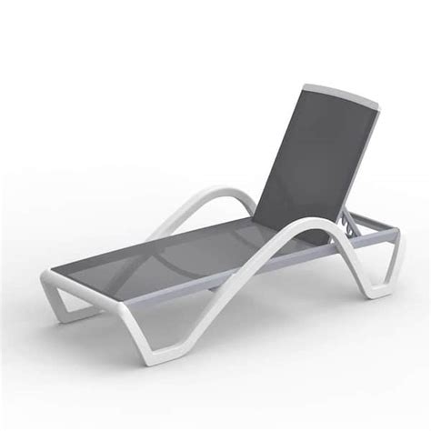 HOTEBIKE Gray Patio Chaise Lounge Outdoor Adjustable Aluminum Pool Lounge Chairs With Arm All