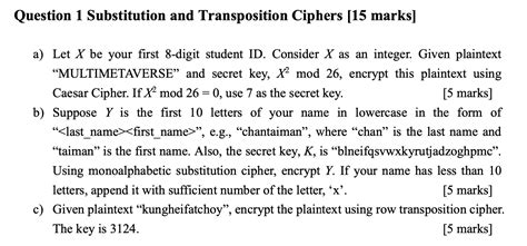 solved question 1 substitution and transposition ciphers [15