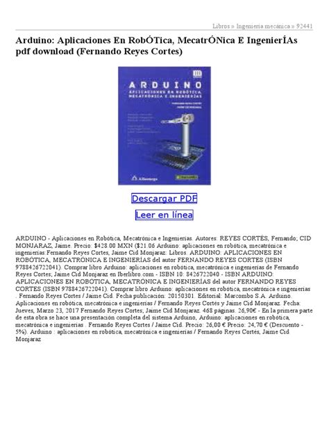 Arduino Aplicaciones En RobÓtica MecatrÓnica E IngenierÍas Pdf