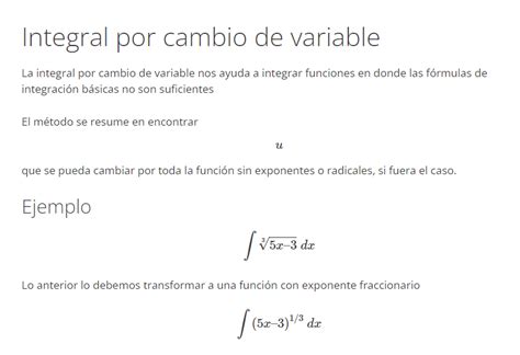 INTEGRACION POR CAMBIO DE VARIABLE