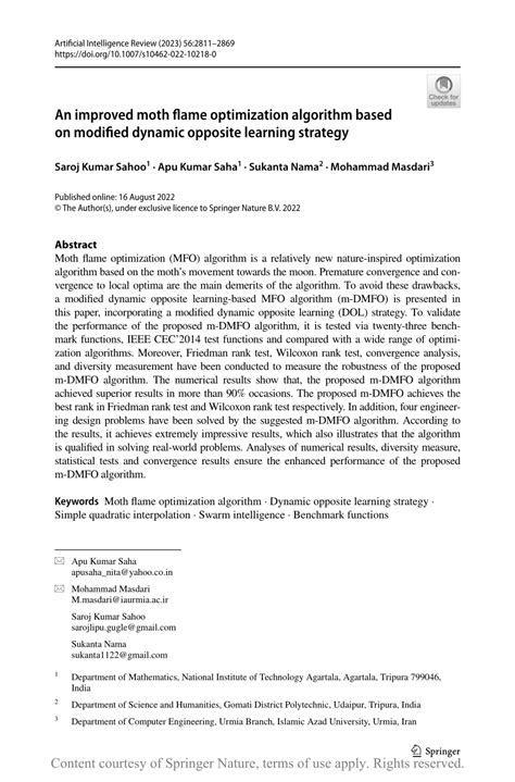An Improved Moth Flame Optimization Algorithm Based On Modified Dynamic Opposite Learning
