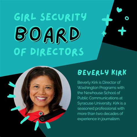 Girl Security Is Very Excited To Welcome Beverly Kirk To Its Board Of