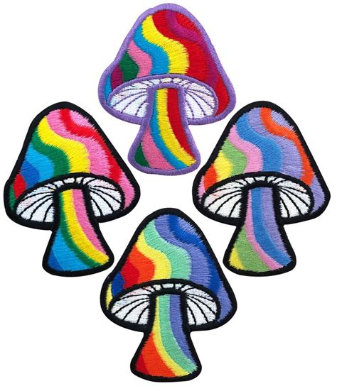 Set Of 4 Cute Mushroom Embroidered Mushroom Patches Mushroom Iron On