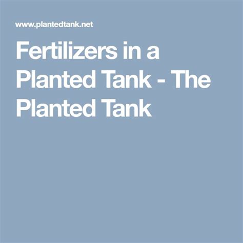 Fertilizers In A Planted Tank The Planted Tank Plant Nutrients
