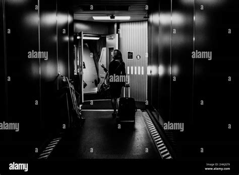 Woman In Airport Loading Dock Stock Photo Alamy
