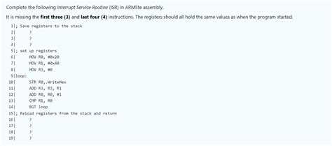 solved complete the following interrupt service routine