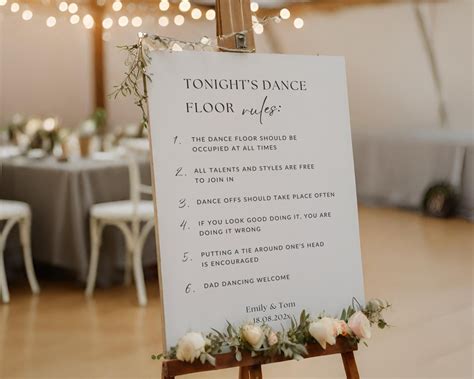 Wedding Dance Floor Rules Sign Template 5 Different Sizes Editable