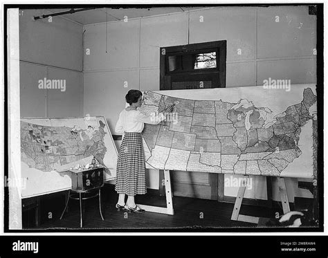 Woman Creating Map Of United States Showing States And Counties