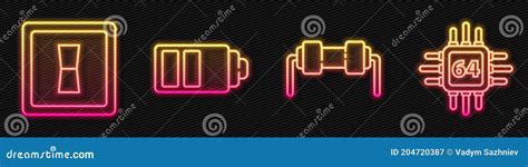 Set Line Resistor Electricity Electric Light Switch Battery Charge Level Indicator And