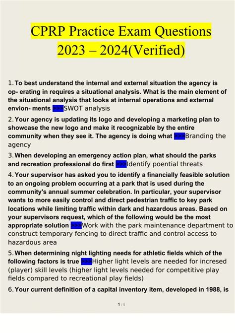 Cprp Practice Exam Questions And Answers 20232024 Verified Answers