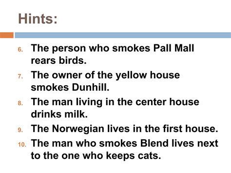 Einstein Riddle Solution Ppt