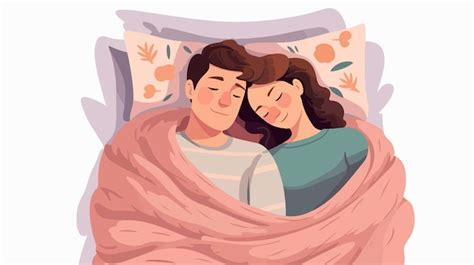 Sweet Young Couple Cuddling In Bed Premium Ai Generated Vector