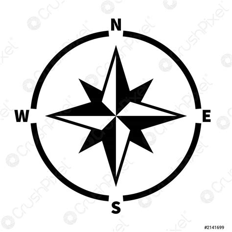 Black Compass Rose Isolated On White Vector Stock Vector 2141699