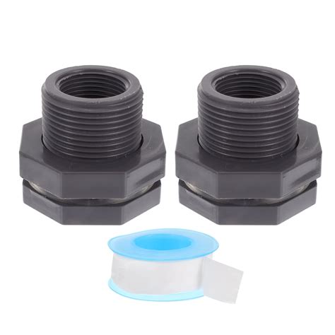 2pcs Pvc Bulkhead Fitting 3 4 Inch Pipe Connector For Rain Barrels